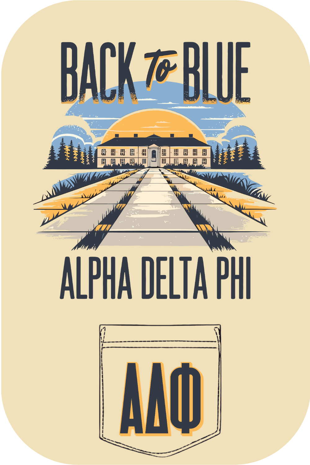 Custom Back To Blue Alpha Delta Phi – Kite and Crest