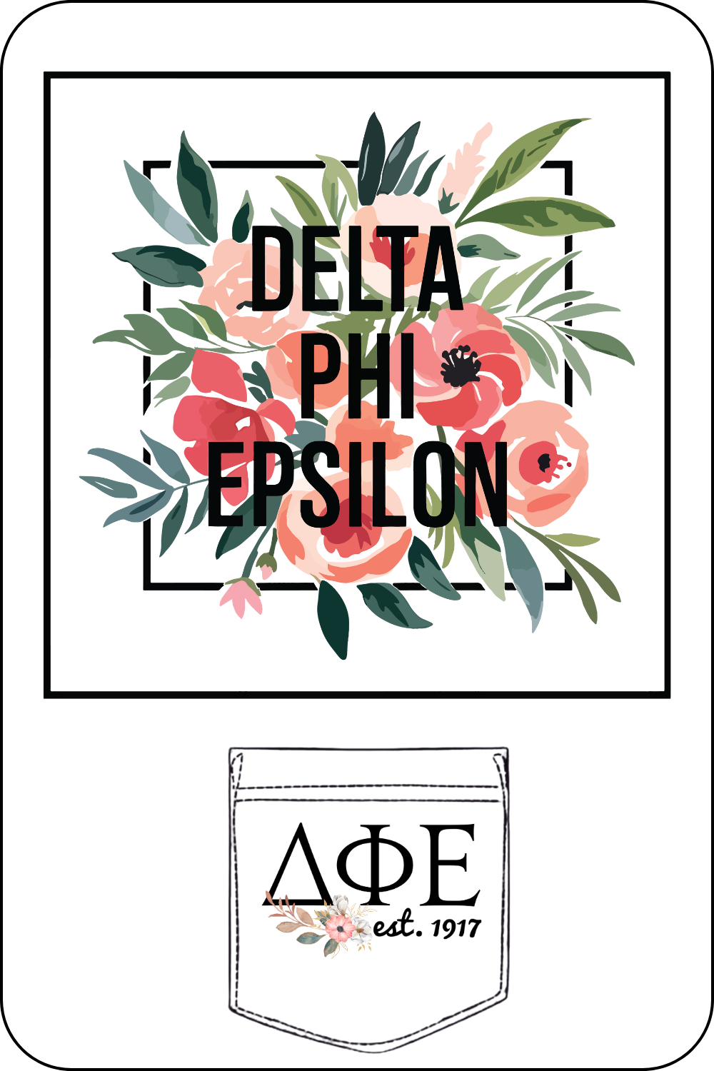 Custom Delta Phi Epsilon Floral – Kite and Crest