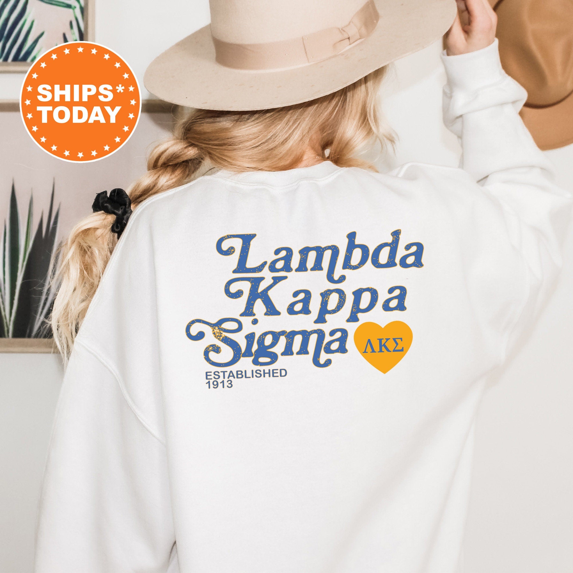 Lambda Kappa Sigma Faded Heart Sorority Sweatshirt | Lambda Kappa Sigm – Kite and Crest