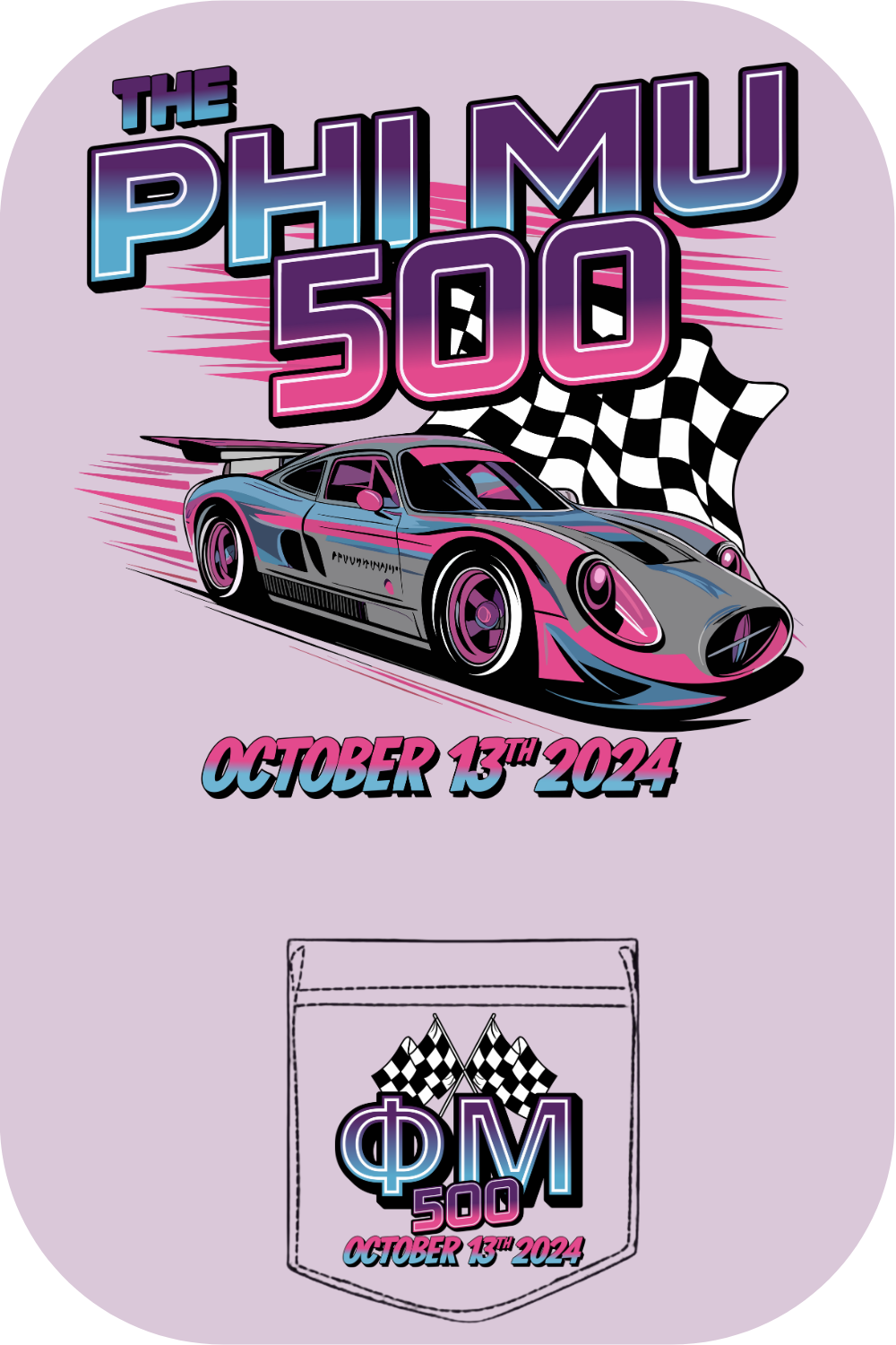 Custom Phi Mu 500 Sports Car Racing – Kite and Crest