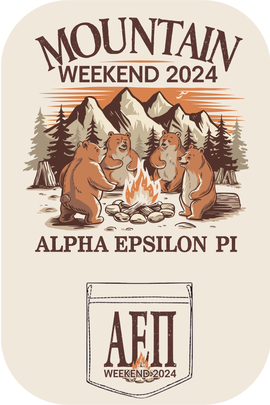 Custom Alpha Epsilon Pi Mountain Weekend Camping Bears – Kite and Crest