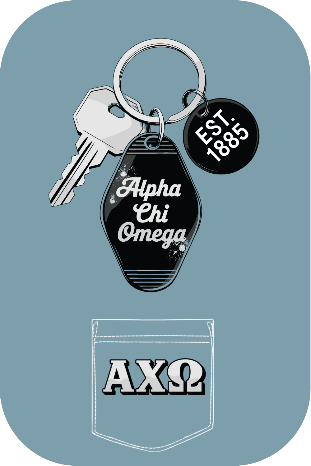 Custom Alpha Chi Omega Key – Kite and Crest