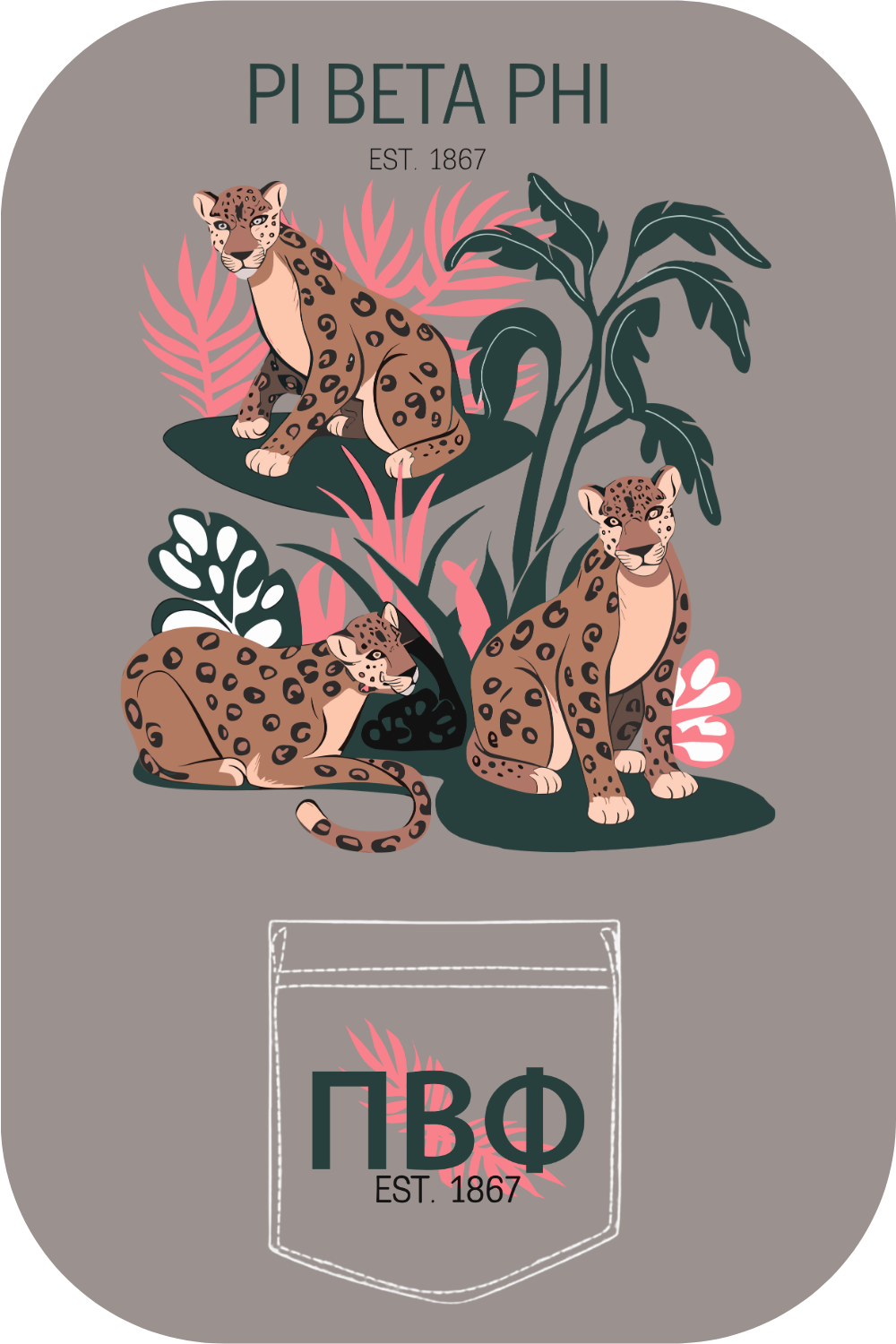 Custom Pi Beta Phi Cheetah – Kite and Crest