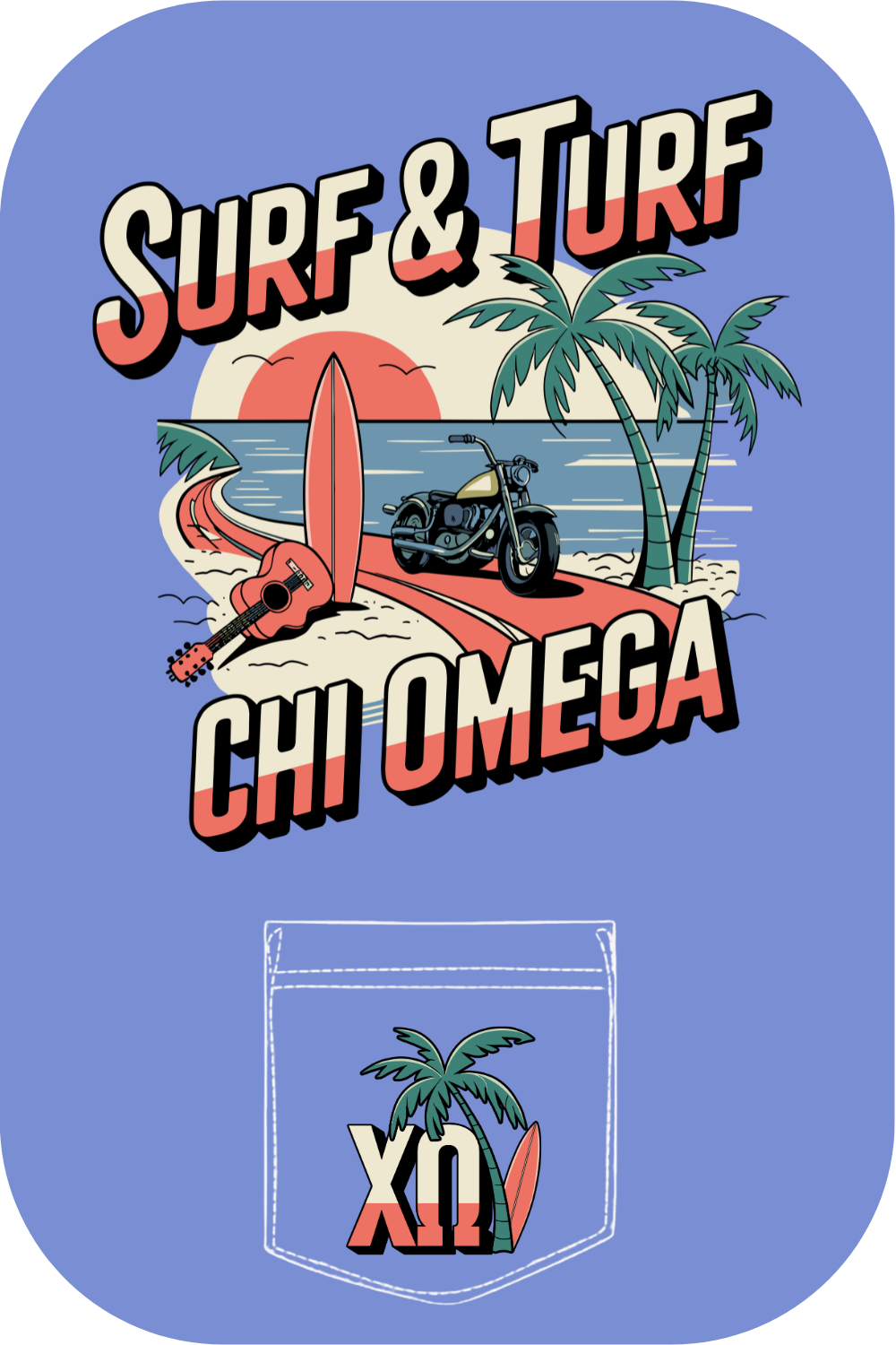 Custom Surf & Turf Chi Omega – Kite and Crest