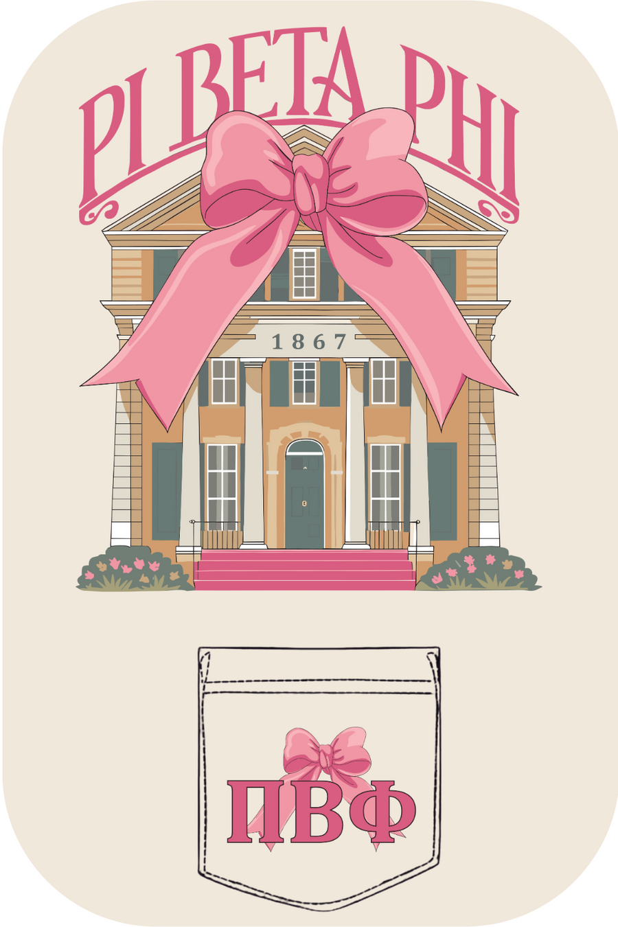 Custom Pi Beta Phi Pink Ribbon – Kite and Crest