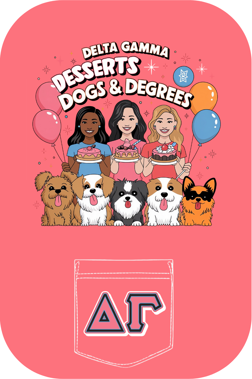 Custom Delta Gamma Desserts, Dogs & Degrees – Kite and Crest