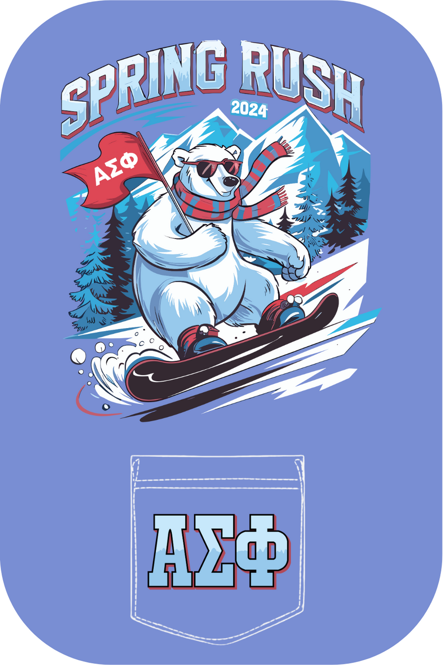 Custom Alpha Sigma Phi Bear Ice Skiing – Kite and Crest
