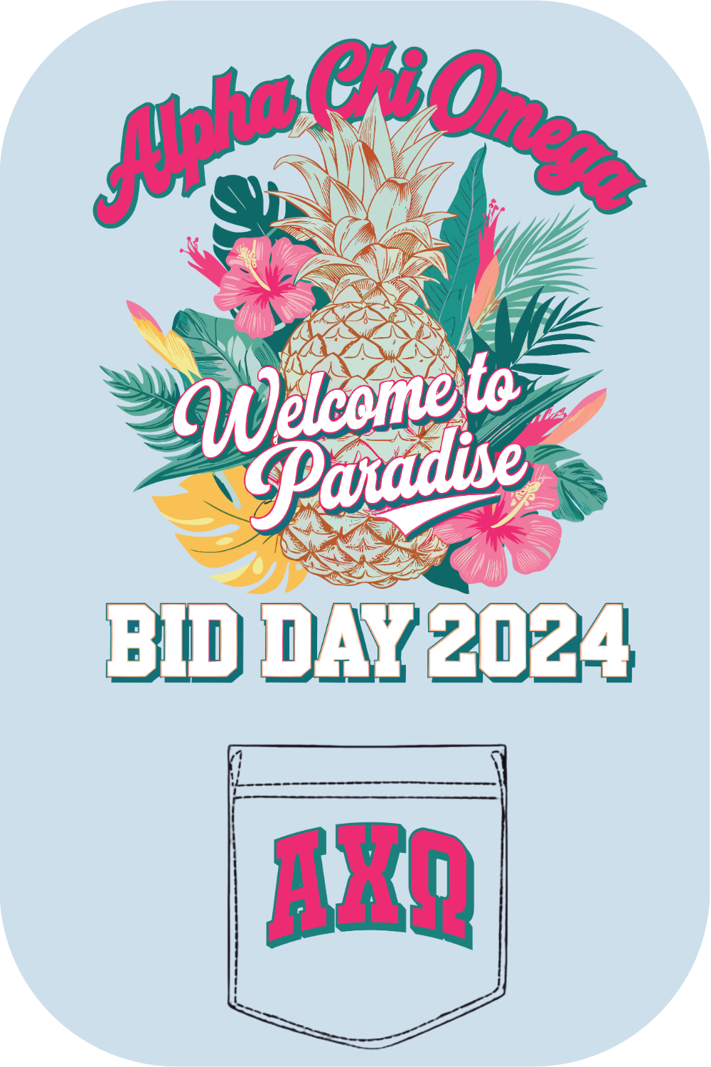 Custom Alpha Chi Omega Welcome To Paradise – Kite and Crest