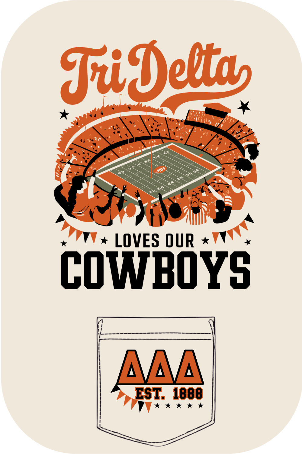 Custom Tri Delta Loves Our Cowboys – Kite and Crest