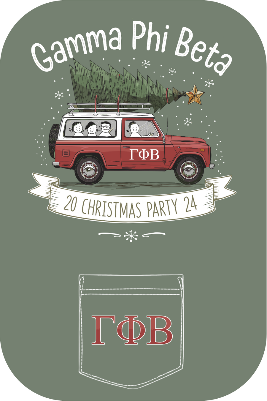 Custom Gamma Phi Beta Christmas Party – Kite and Crest