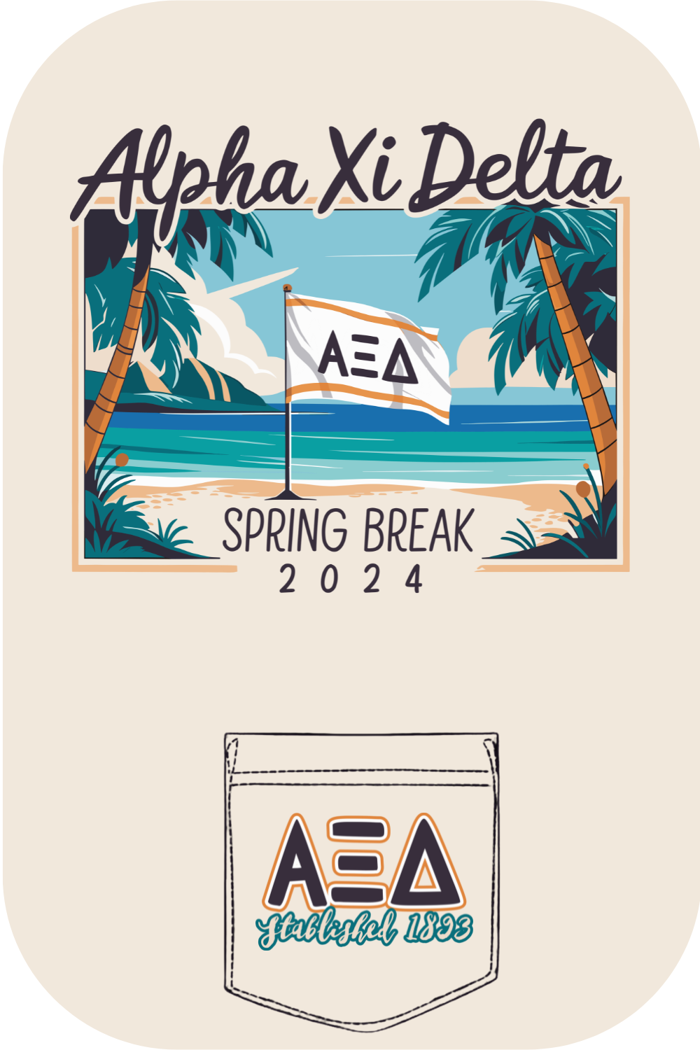 Custom Alpha Xi Delta Spring Break – Kite and Crest