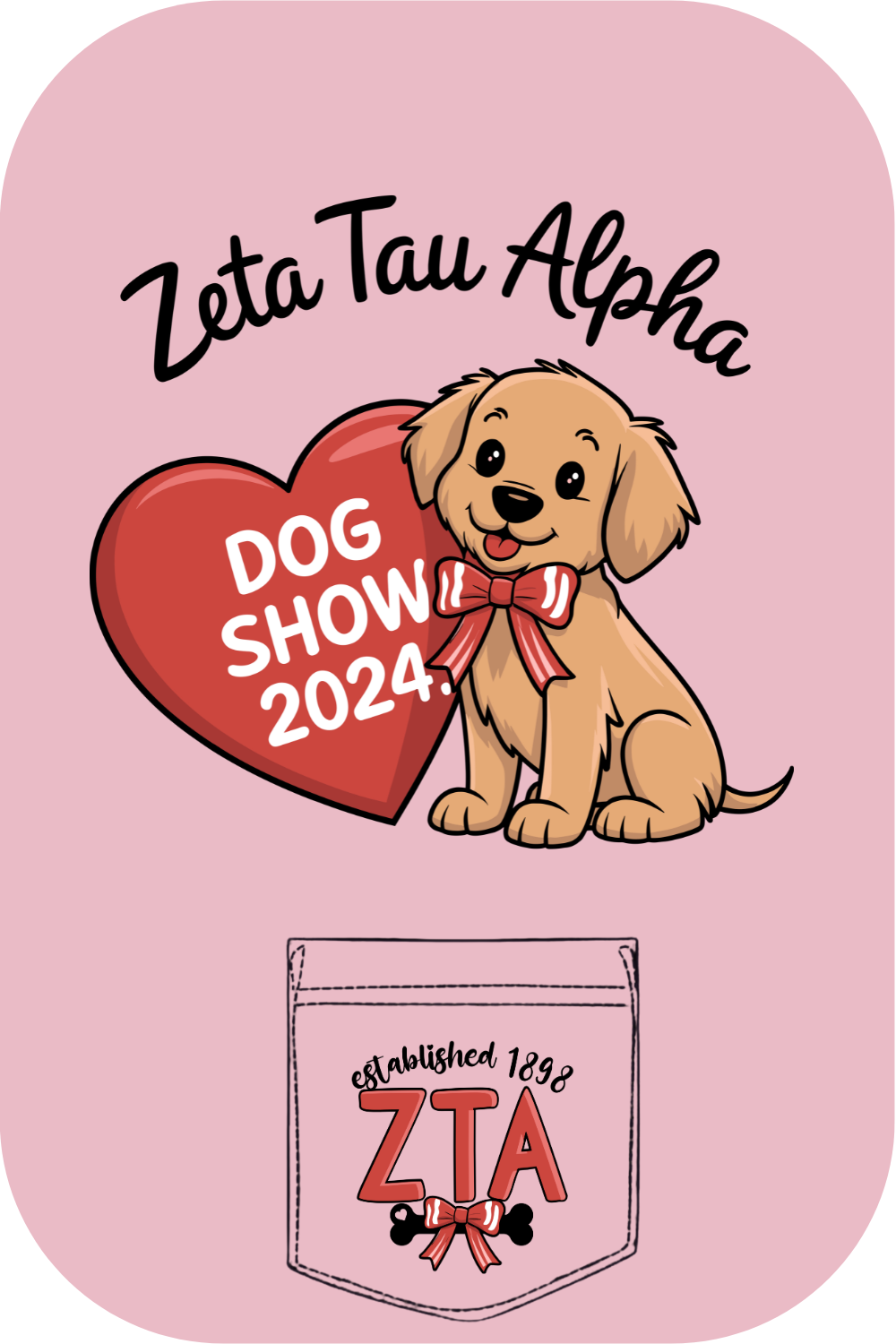 Custom Zeta Tau Alpha Dog Show Heart – Kite and Crest