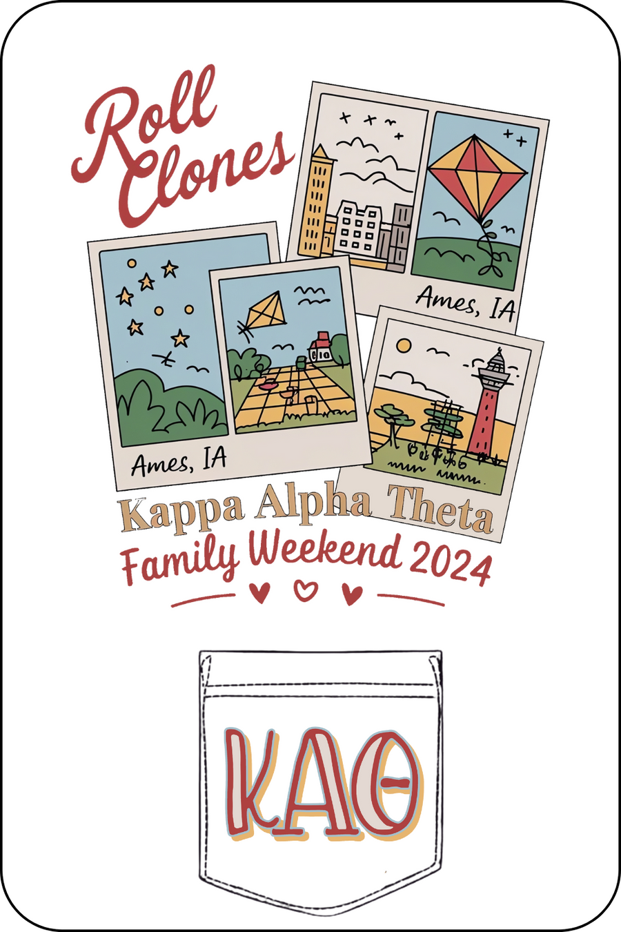 Custom Roll Clones Kappa Alpha Theta Family Weekend – Kite and Crest