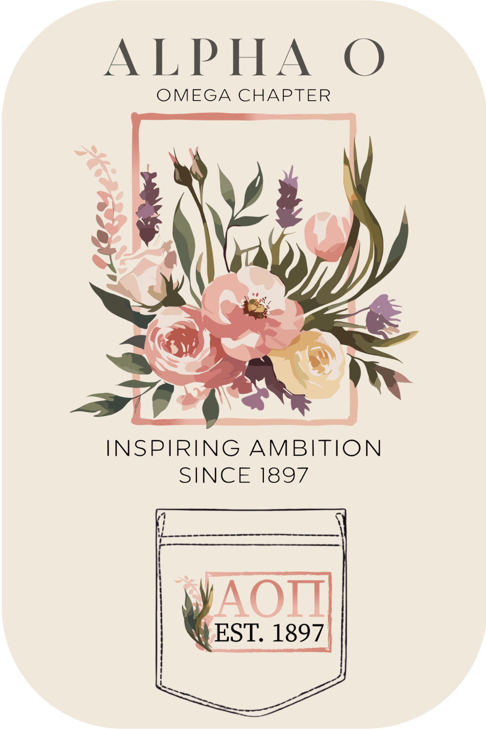 Custom Alpha Omicron Pi Omega Chapter – Kite and Crest