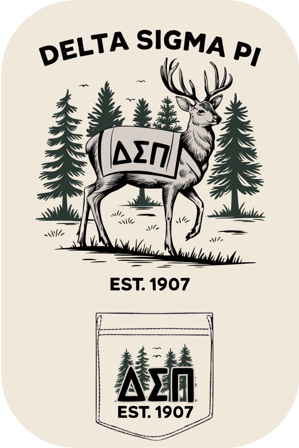 Custom Delta Sigma Pi Deer – Kite and Crest