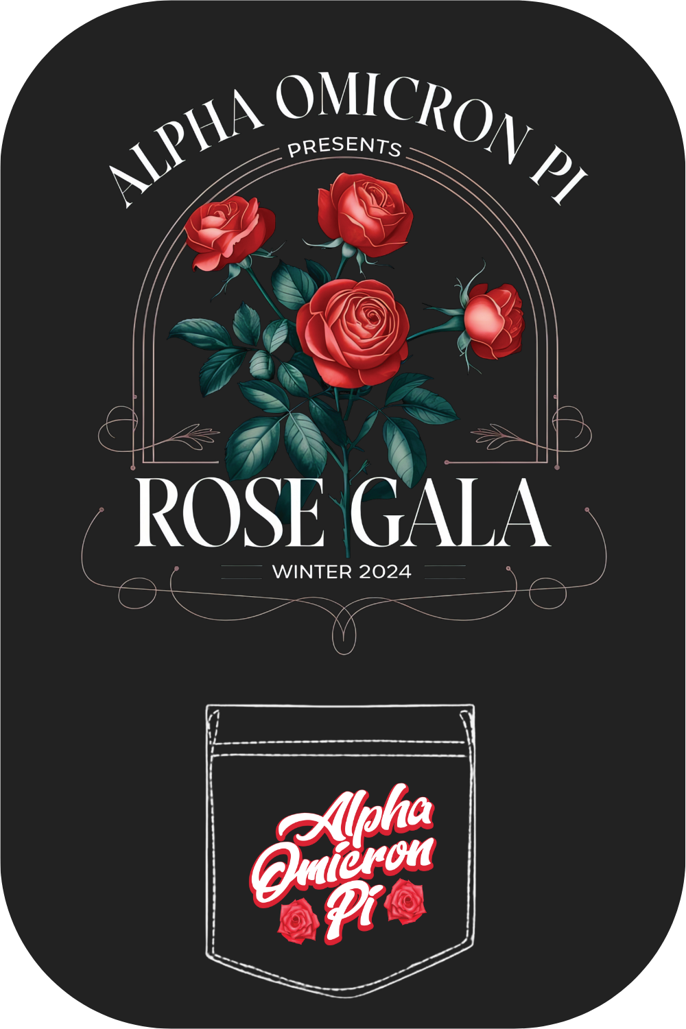 Custom Alpha Omicron Pi Rose Gala – Kite and Crest