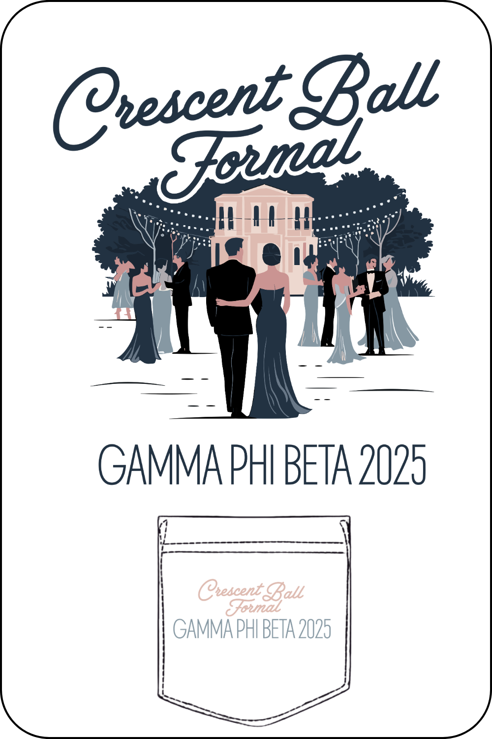 Custom Crescent Ball Formal Gamma Phi Beta – Kite and Crest