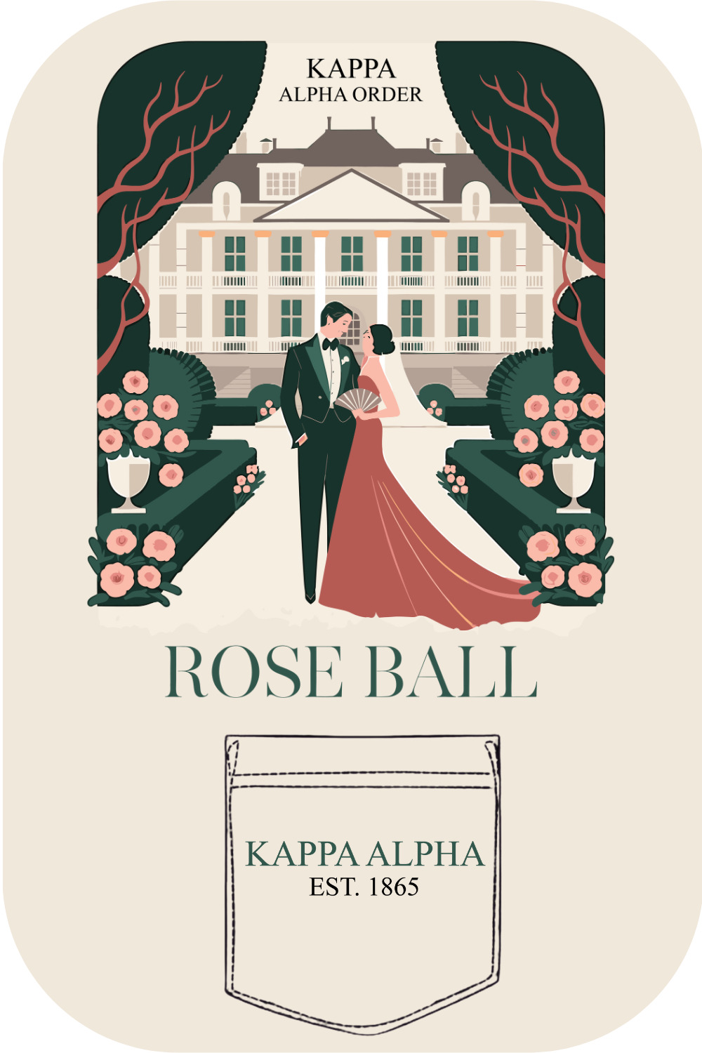 Custom Kappa Alpha Order Rose Ball – Kite and Crest