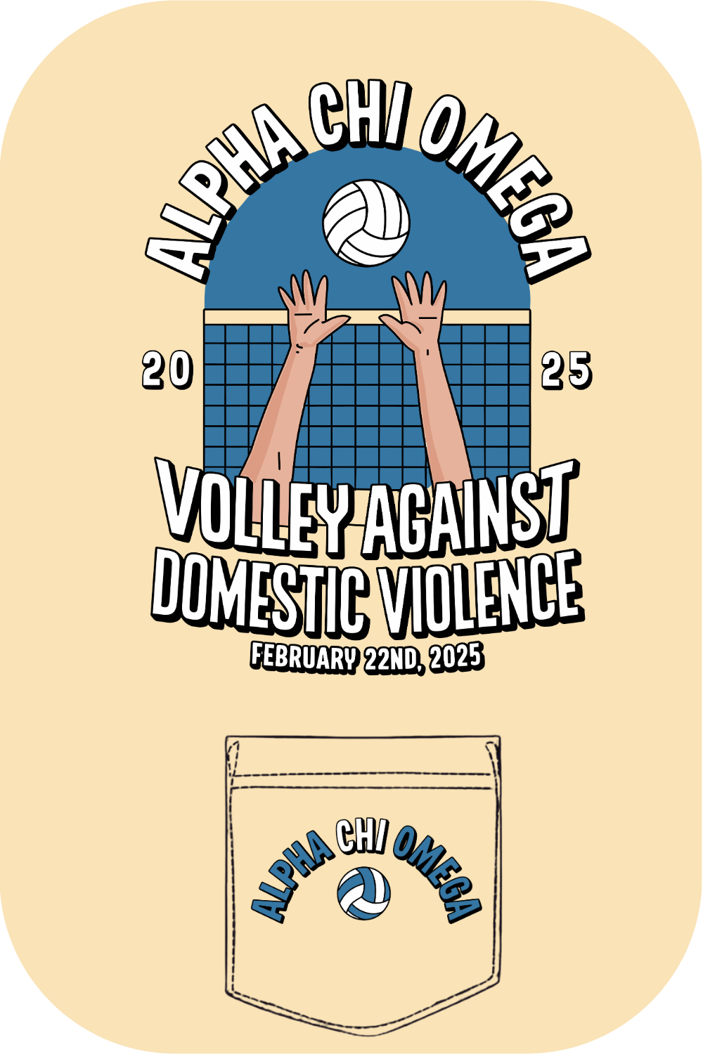 Custom Alpha Chi Omega Volley Against Domestic Violence – Kite and Crest