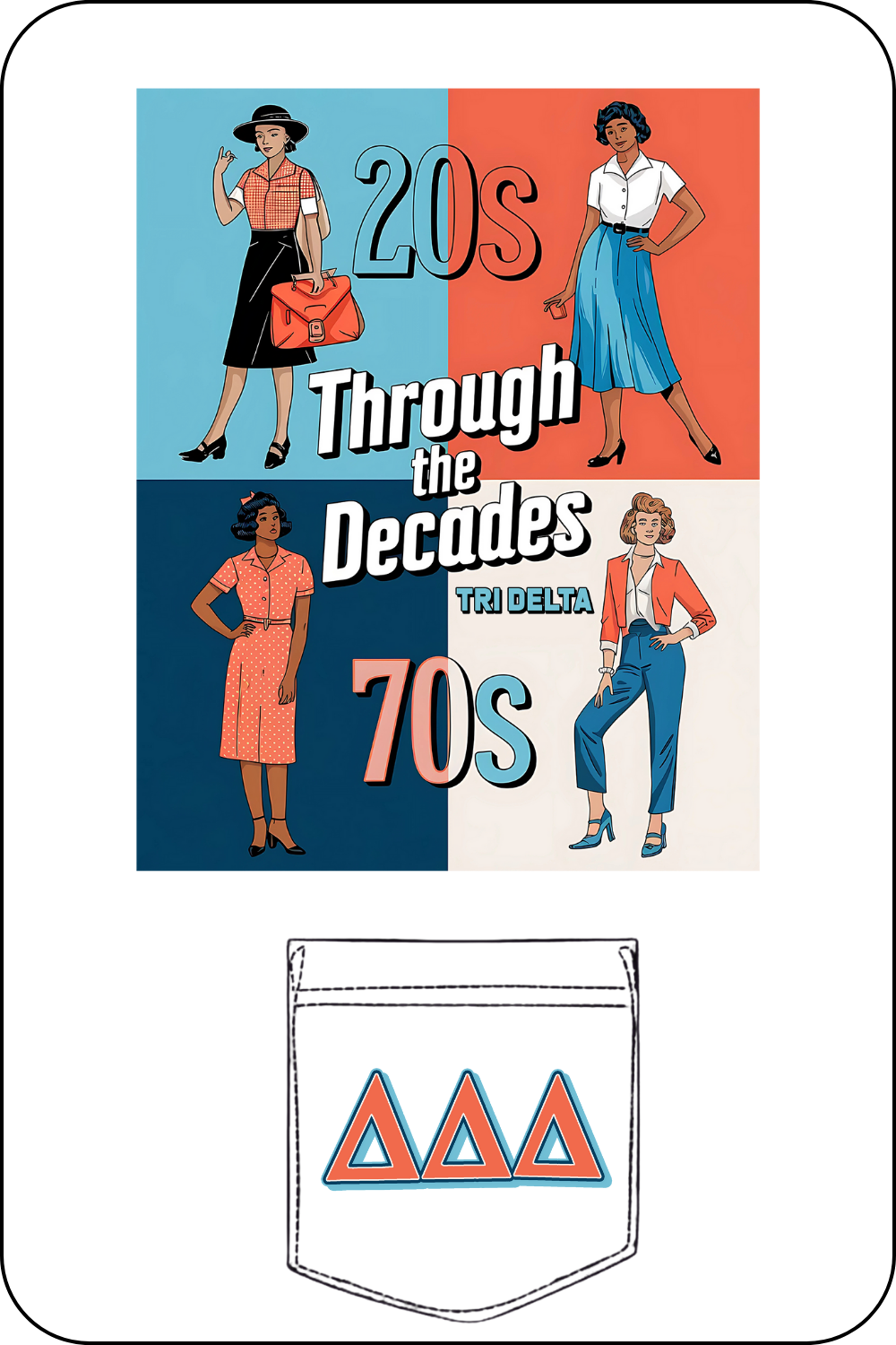 Custom Through The Decades Tri Delta – Kite and Crest