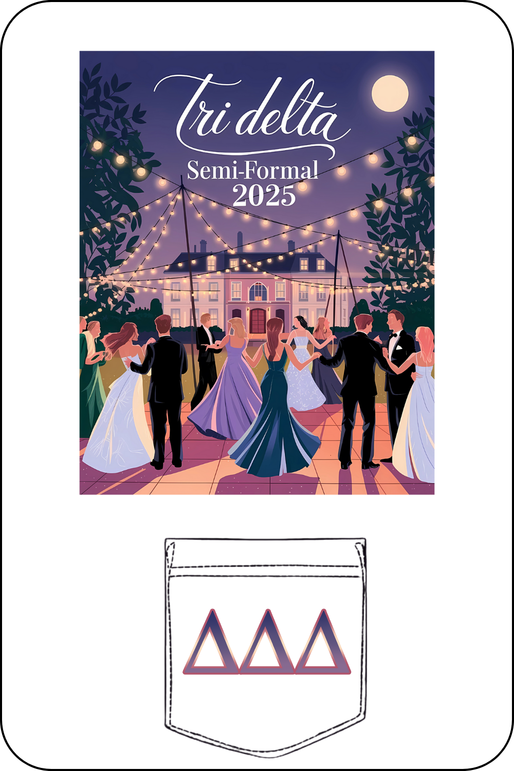 Custom Tri Delta Semi Formal – Kite and Crest