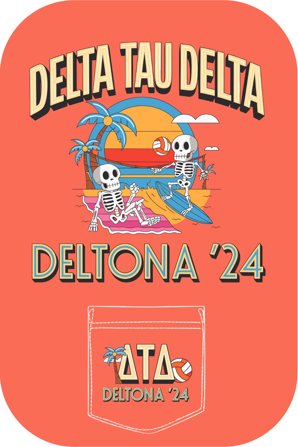 Custom Delta Tau Delta Skeleton Deltona Beach Party – Kite and Crest