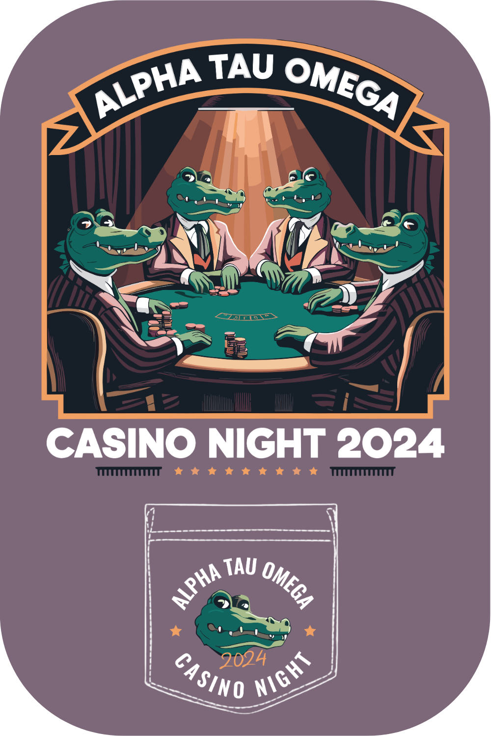 Custom Alpha Tau Omega Casino Night Crocodiles – Kite and Crest