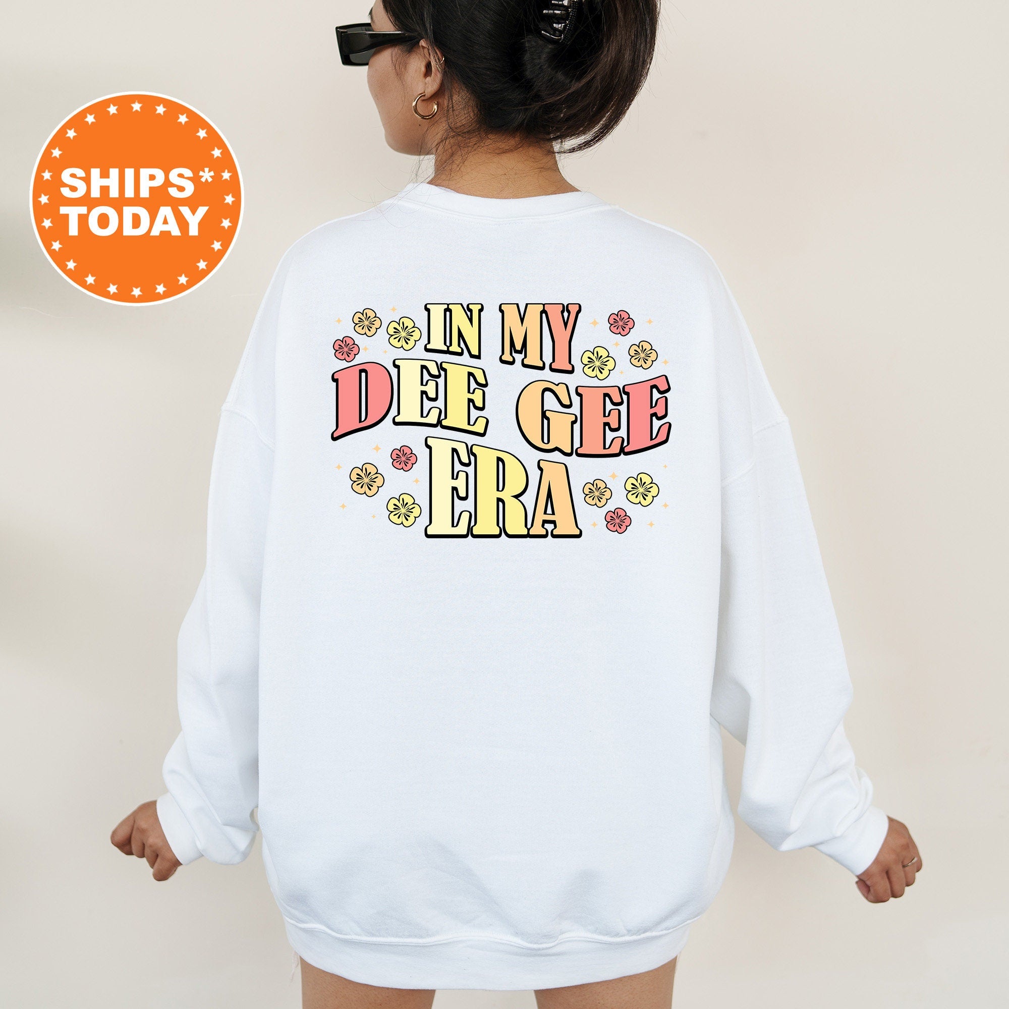 In My Dee Gee Era | Delta Gamma Sunset Blooms Sorority Sweatshirt | Ov ...