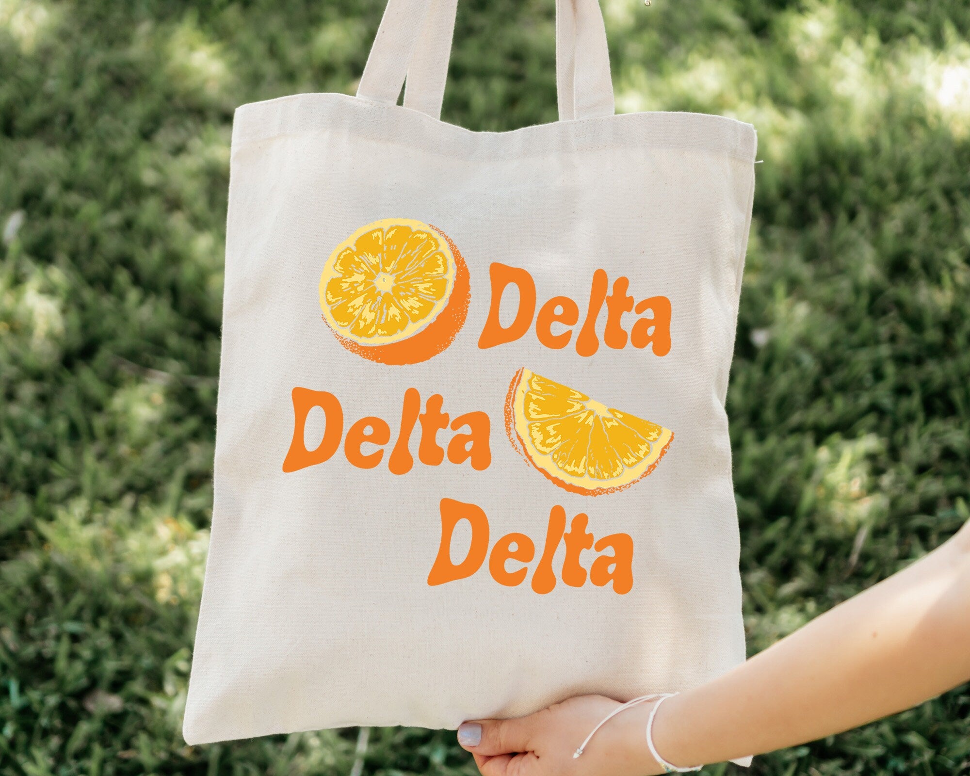 Delta Delta Delta Oranges Sorority Tote Bag | Tri Delta Canvas Tote Ba ...